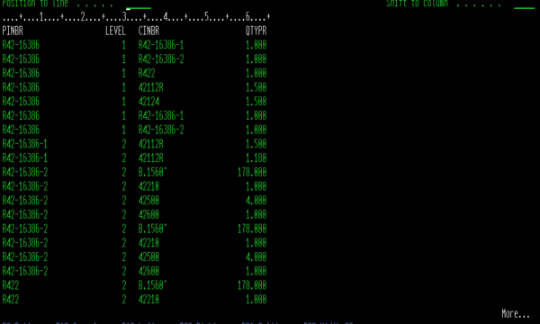 XA (MAPICS) SQL to pull 10 levels BOM – Code400